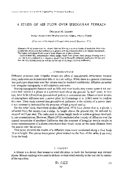 (PDF) A study of air flow over irregular terrain