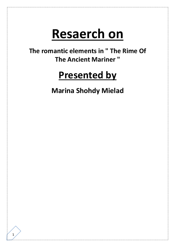 (PDF) Resaerch on The romantic elements in " The Rime Of The Ancient ...