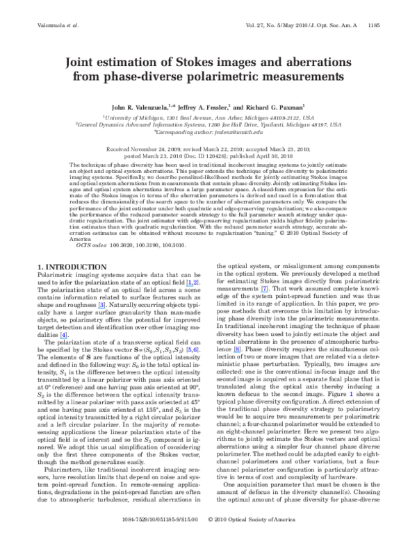 (PDF) Joint estimation of Stokes images and aberrations from phase-diverse polarimetric ...