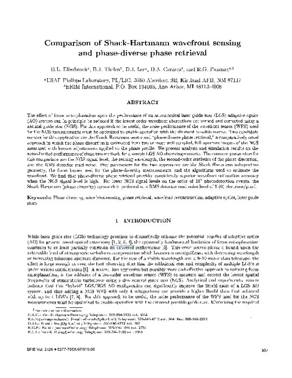 (PDF) Comparison of Shack-Hartmann wavefront sensing and phase-diverse ...