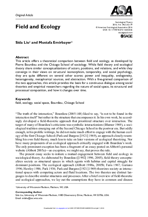 (PDF) Field and Ecology