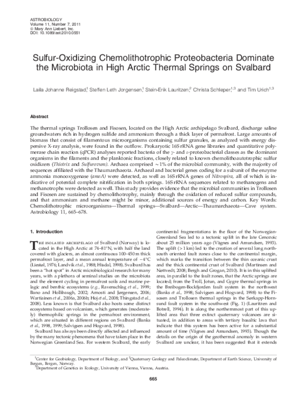 (PDF) Sulfur-Oxidizing Chemolithotrophic Proteobacteria Dominate the ...