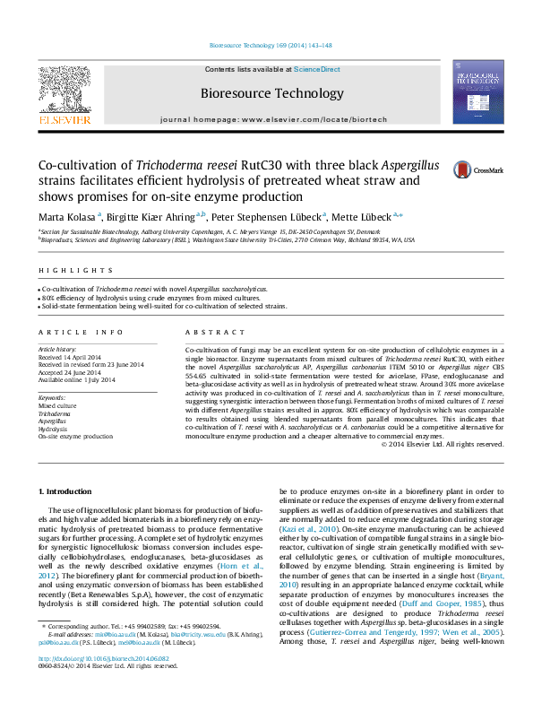 (PDF) Co-cultivation of Trichoderma reesei RutC30 with three black Aspergillus strains ...