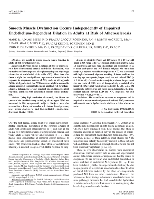 (PDF) Smooth muscle dysfunction occurs independently of impaired ...