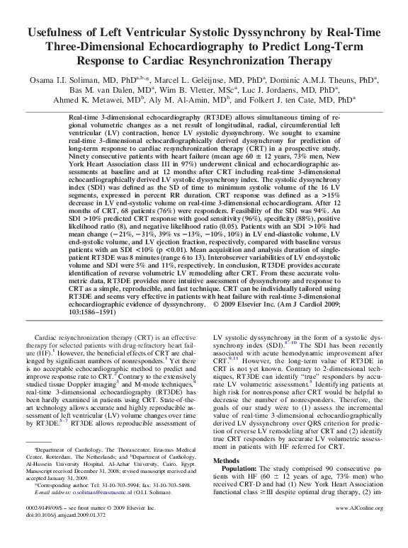 (PDF) Usefulness of Left Ventricular Systolic Dyssynchrony by Real-Time Three-Dimensional ...