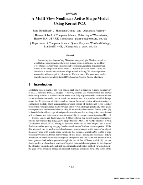 Pdf A Multi View Nonlinear Active Shape Model Using Kernel Pca