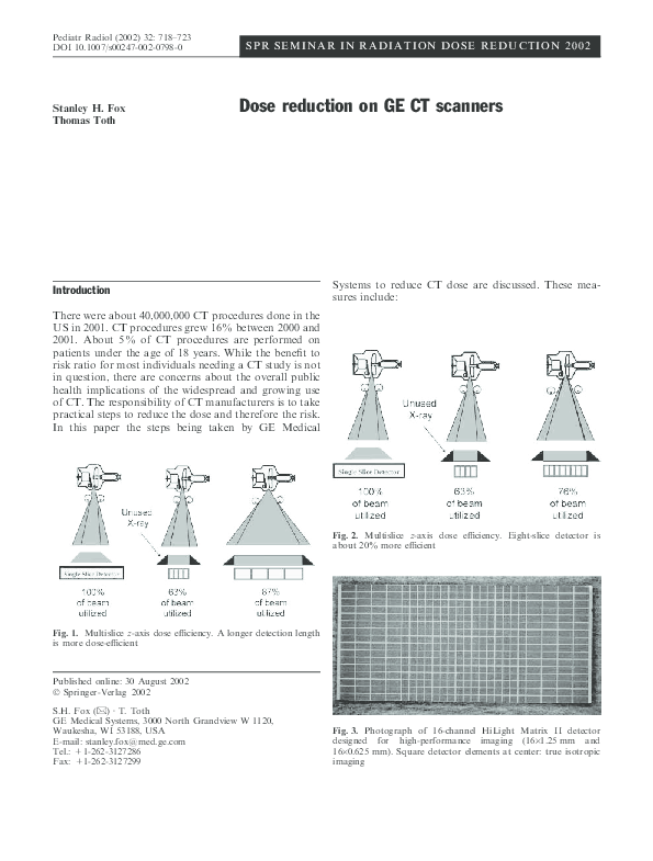 (PDF) Dose reduction on GE CT scanners