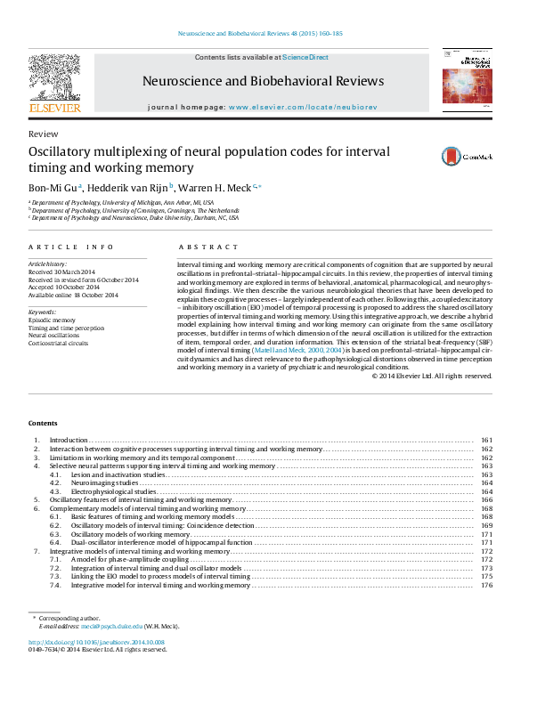 (PDF) Oscillatory multiplexing of neural population codes for interval timing and working memory