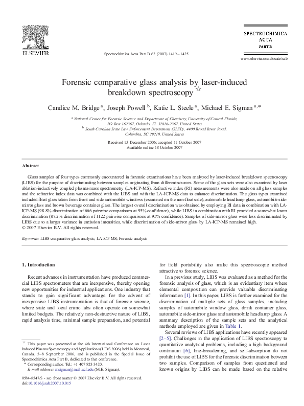 (PDF) Forensic comparative glass analysis by laser-induced breakdown ...