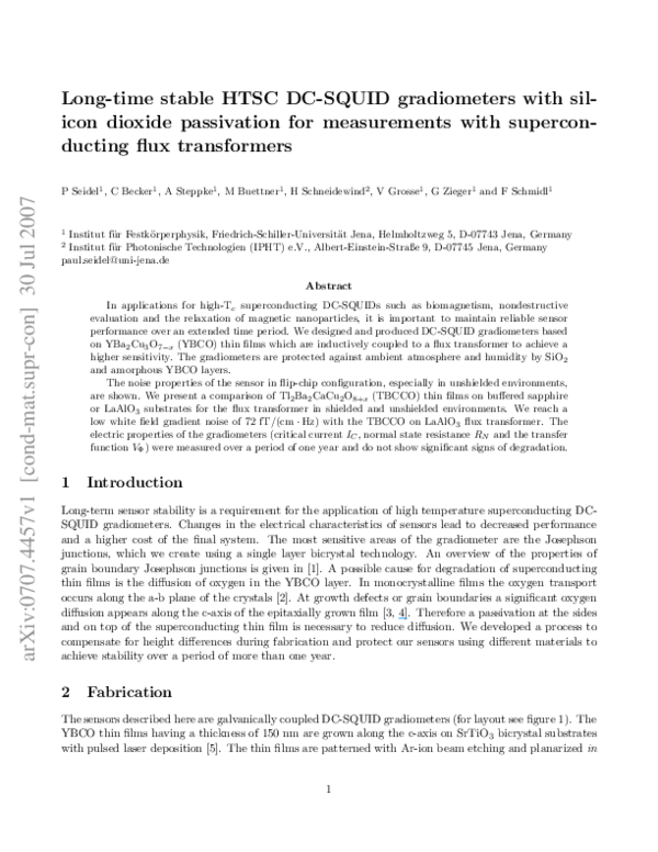 (PDF) Long-time stable HTSC DC-SQUID gradiometers with sil- icon ...