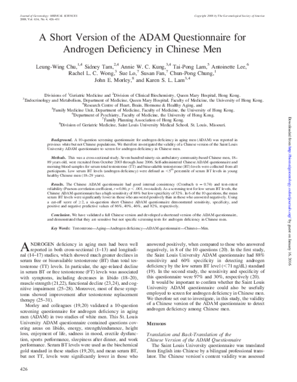 (PDF) A Short Version of the ADAM Questionnaire for Androgen Deficiency ...