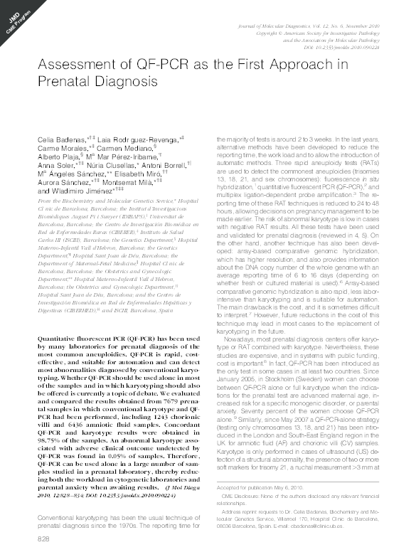 (PDF) Assessment of QF-PCR as the First Approach in Prenatal Diagnosis