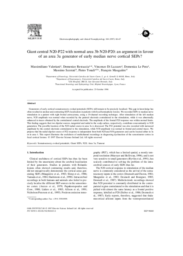 (PDF) Giant central N20-P22 with normal area 3b N20-P20: an argument in ...