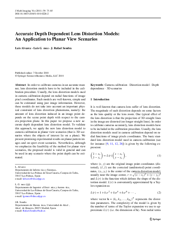 polynomial lens distortion model