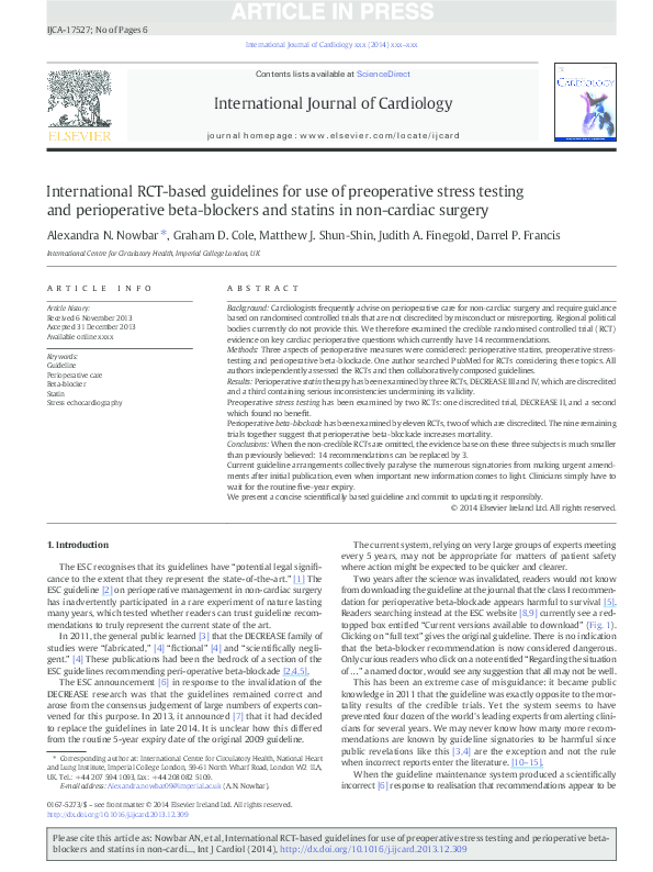 (PDF) International RCT-based guidelines for use of preoperative stress ...