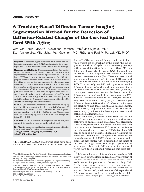 (PDF) A tracking-based diffusion tensor imaging segmentation method for the detection of ...