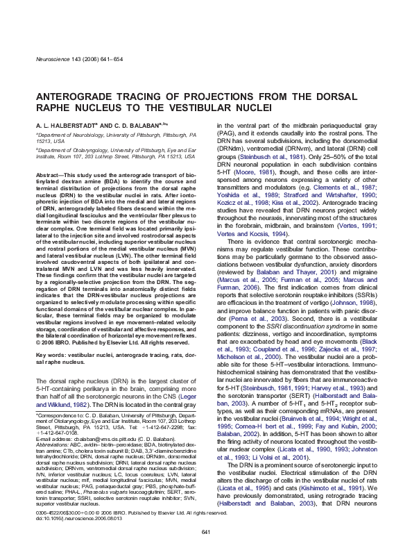 (PDF) Anterograde tracing of projections from the dorsal raphe nucleus ...