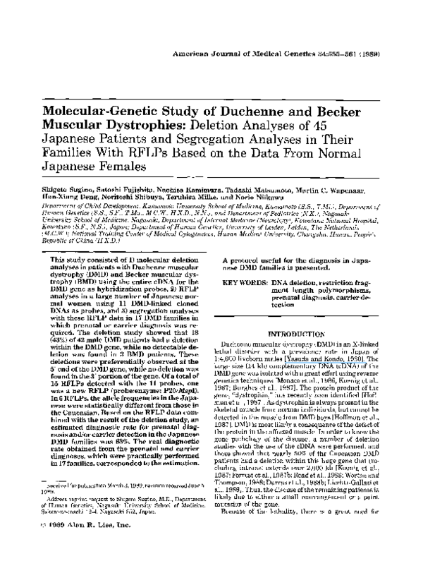 (PDF) Molecular-genetic study of Duchenne and Becker muscular ...