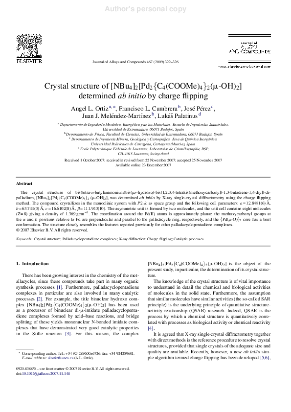 (PDF) Crystal structure of [NBu4]2[Pd2{C4(COOMe)4}2(μ-OH)2] determined ...