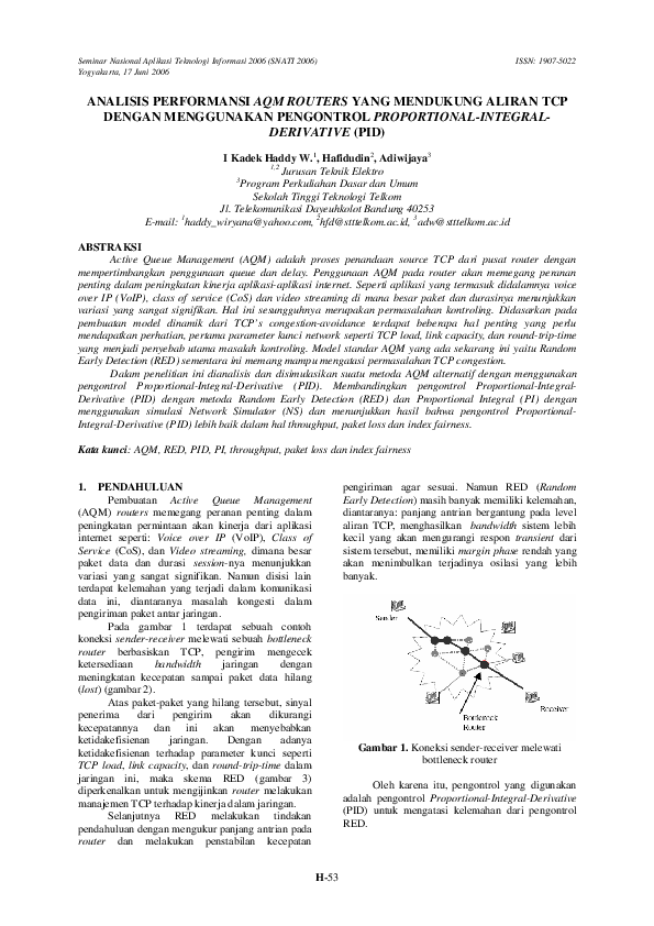 (PDF) Analisis Performansi Aqm Routers yang Mendukung Aliran TCP dengan Menggunakan Pengontrol ...