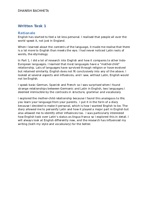 (DOC) IB English A Language and Literature: Written Task 1