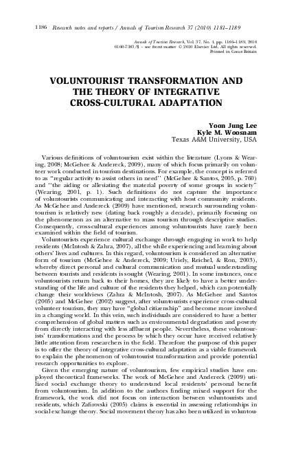 (PDF) Voluntourist transformation and the theory of integrative cross ...