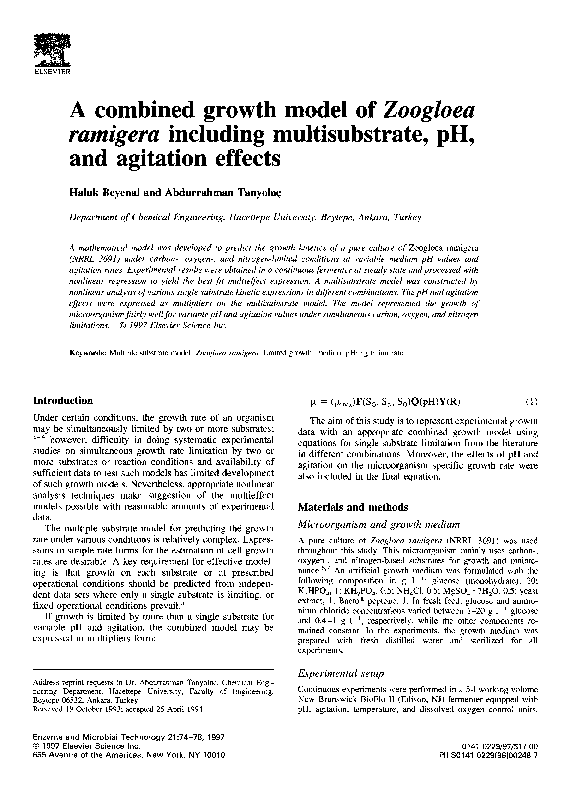 (PDF) Modeling Growth of Zoogloea ramigera in Varied Conditions