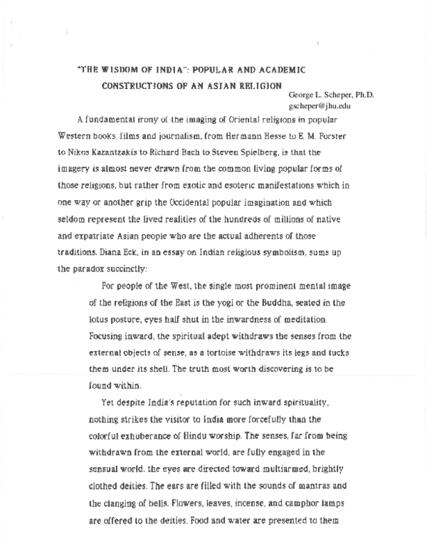 (PDF) "The Wisdom of India": Popular and Academic Constructions of an ...