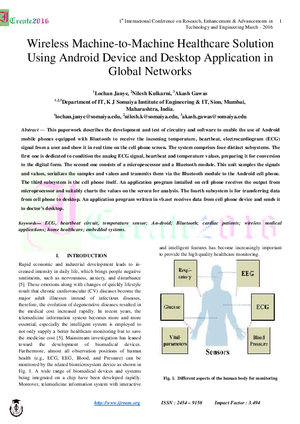 (PDF) Wireless Machine-to-Machine Healthcare Solution Using Android ...