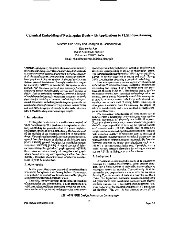 Pdf Canonical Embedding Of Rectangular Duals With Applications To Vlsi Floorplanning