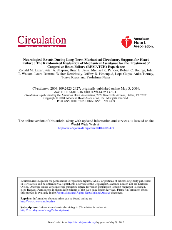 (PDF) Neurological Events During Long-Term Mechanical Circulatory ...