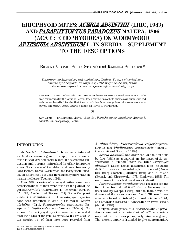 (PDF) Oziella sibirica (Acari: Eriophyoidea: Phytoptidae), a new ...