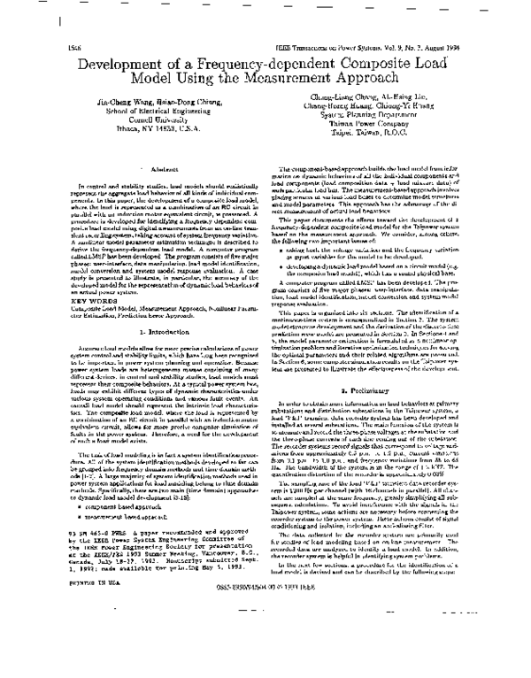 (PDF) Development of a frequency-dependent composite load model using the measurement approach