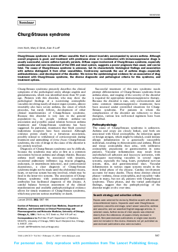 (PDF) Churg-Strauss syndrome