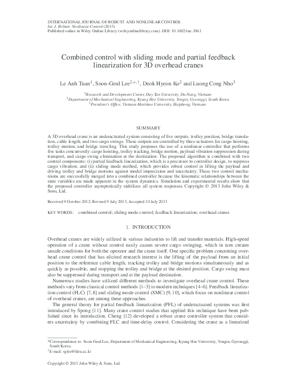 Pdf Combined Control With Sliding Mode And Partial Feedback