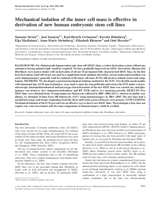 (PDF) Mechanical isolation of the inner cell mass is effective in ...