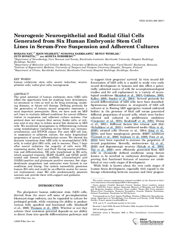 (PDF) Neurogenic neuroepithelial and radial glial cells generated from ...