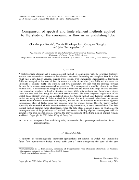 (PDF) Comparison of spectral and finite element methods applied to the study of the core-annular ...