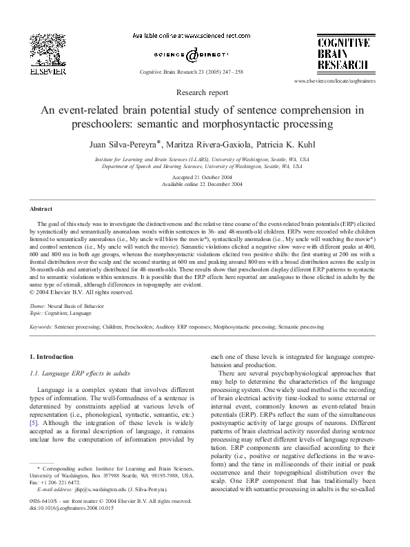 (PDF) Research report An event-related brain potential study of sentence comprehension in ...