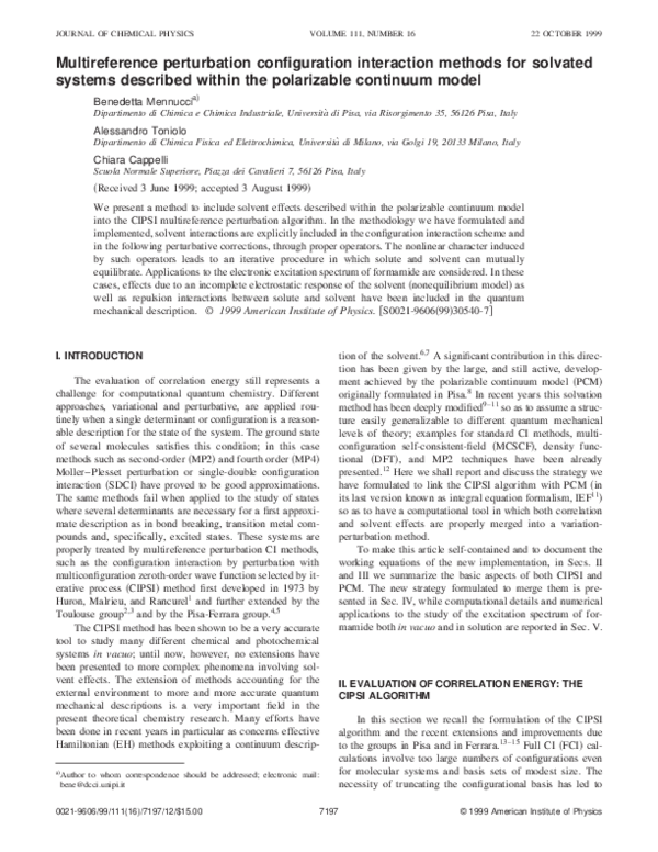 Pdf Multireference Perturbation Configuration Interaction Methods For