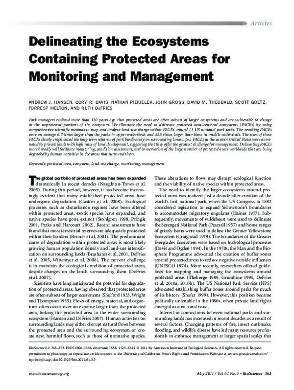(PDF) Delineating the Ecosystems Containing Protected Areas for ...