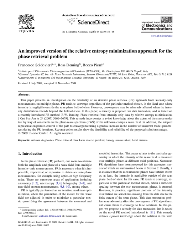 (PDF) An improved version of the relative entropy minimization approach for the phase retrieval ...