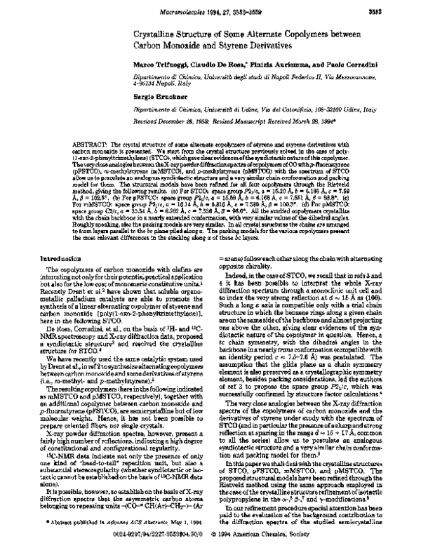 (PDF) Crystalline Structure of Some Alternate Copolymers between Carbon ...