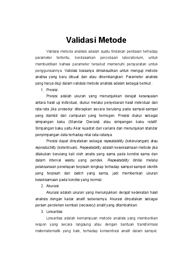 (DOC) Validasi Metode