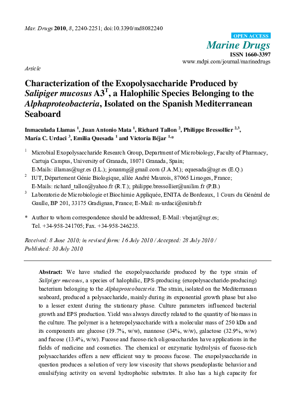 (PDF) Characterization of exopolysaccharide produced by biofilm forming ...