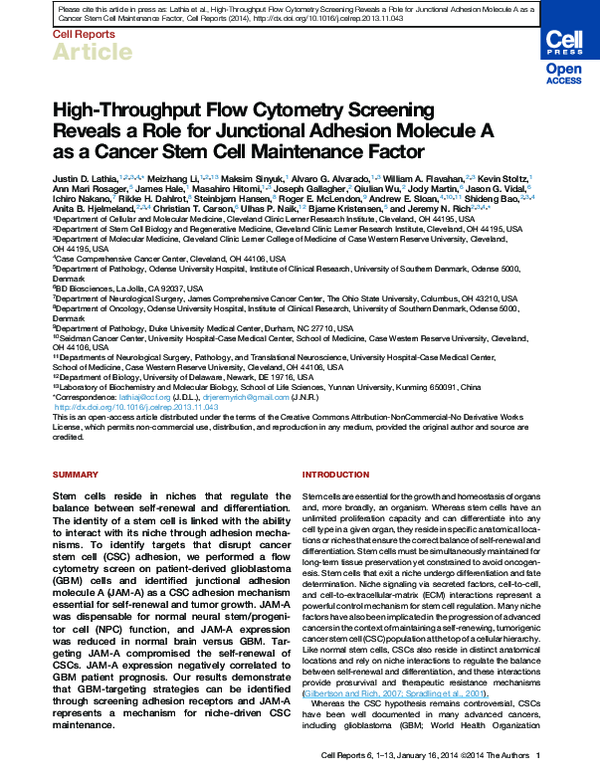 (PDF) High-Throughput Flow Cytometry Screening Reveals a Role for ...