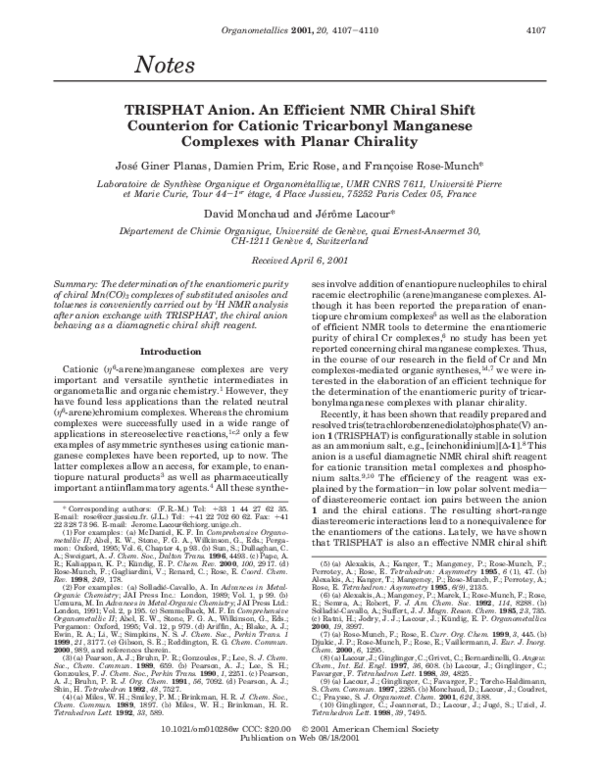(PDF) TRISPHAT Anion. An Efficient NMR Chiral Shift Counterion for ...
