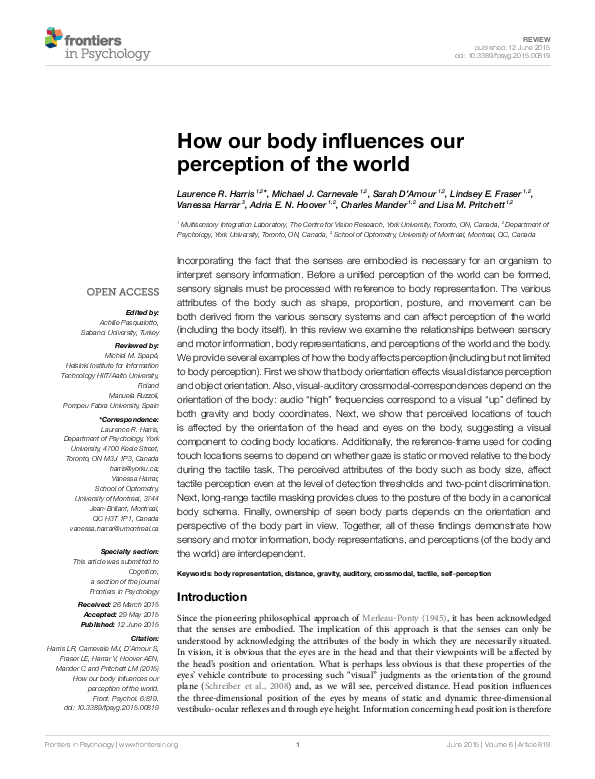 (PDF) How our body influences our perception of the world