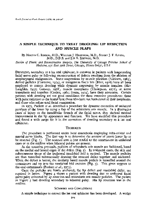 (PDF) A simple technique to treat drooling: Lip resection and muscle flaps