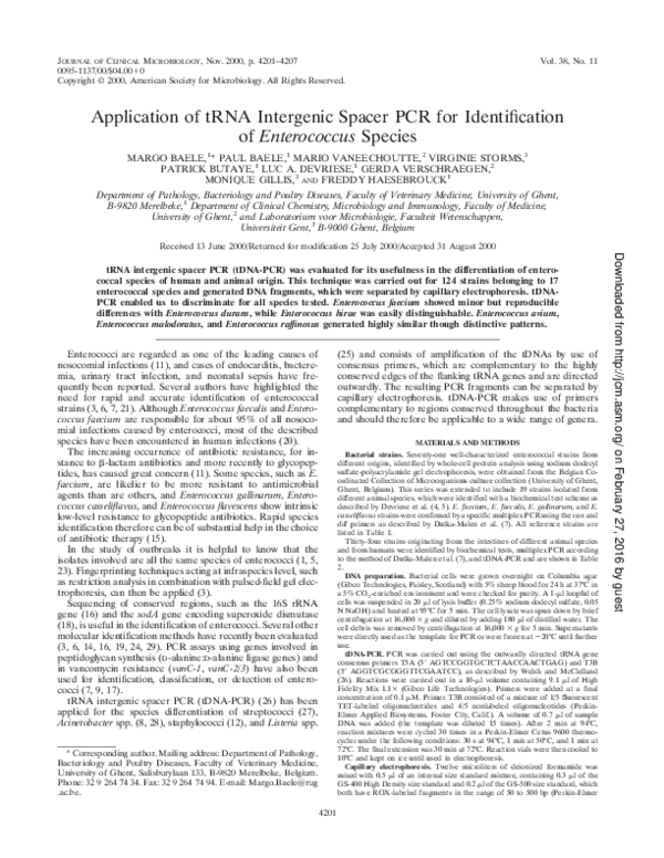 (PDF) Application of tRNA intergenic spacer PCR for identification of ...